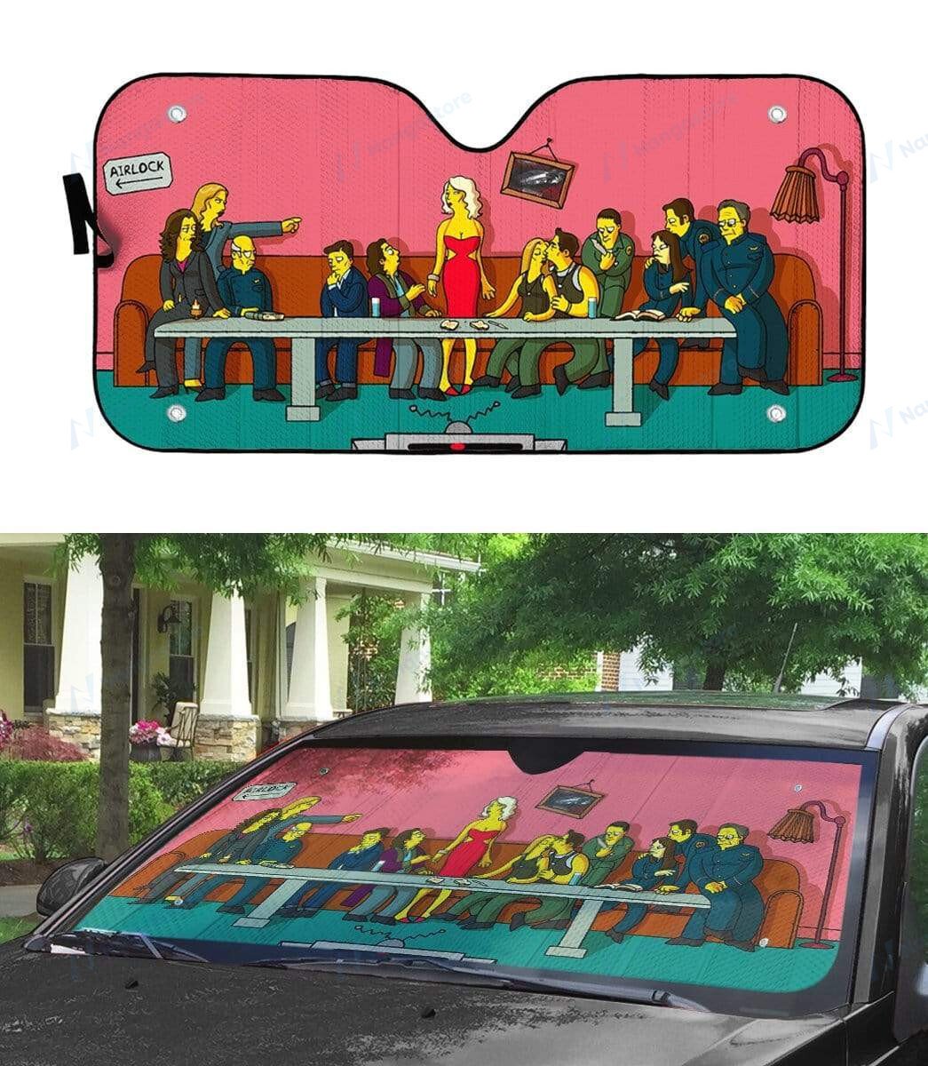 The Simpsons Car Sun Shade The Last Supper Simpsons Winshield Sun Shad ...