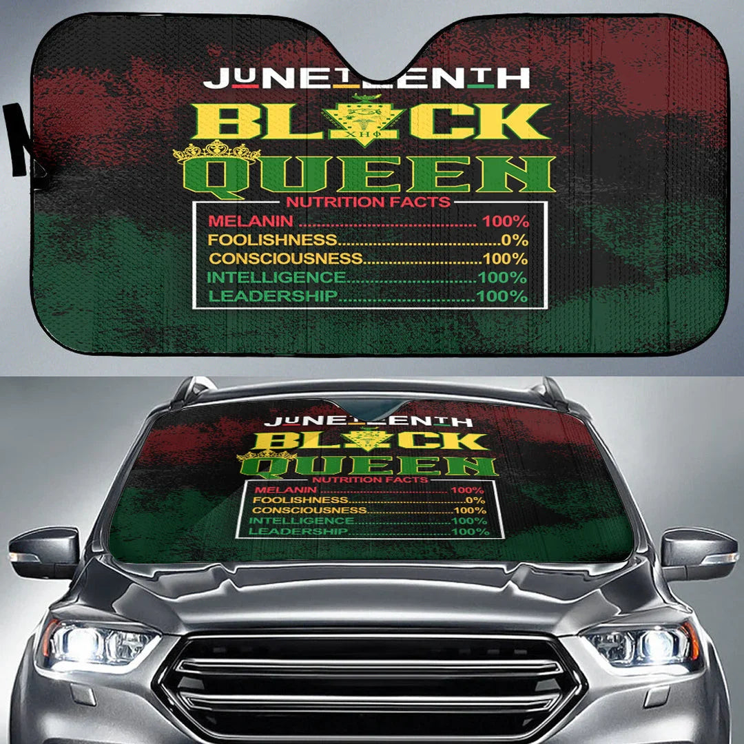 Juneteenth Car Sun Shade Juneteenth Black Queen Nutrition Facts Winshi ...