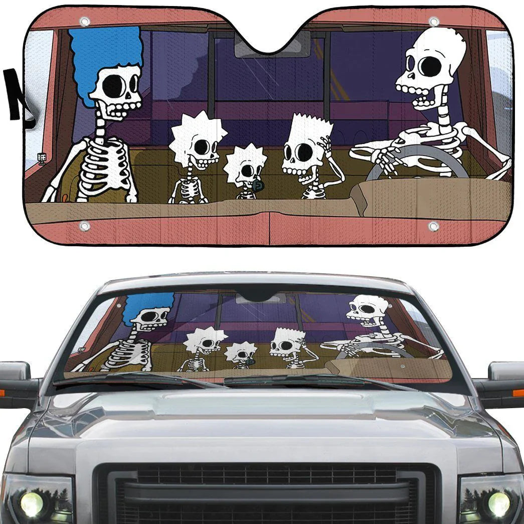 The Simpsons Car Sun Shade The Simpsons Skeleton Graphic Winshield Sun ...