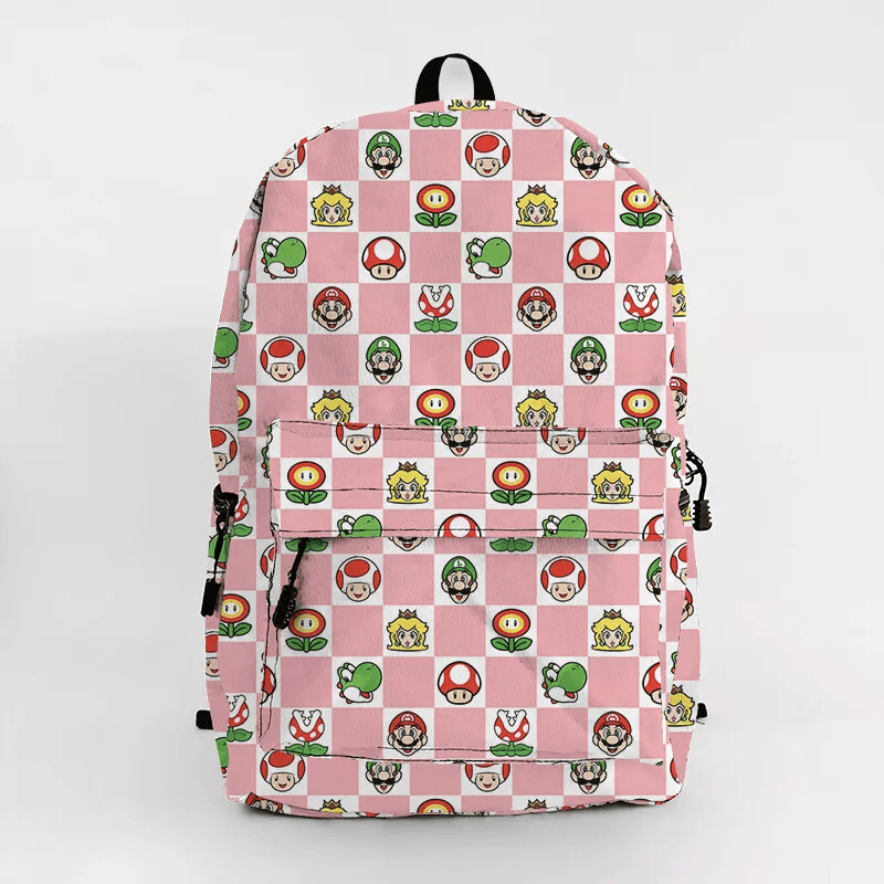 Mario Backpack Princess Peach Luigi Yoshi Pattern Backpacks Pink – Gifury