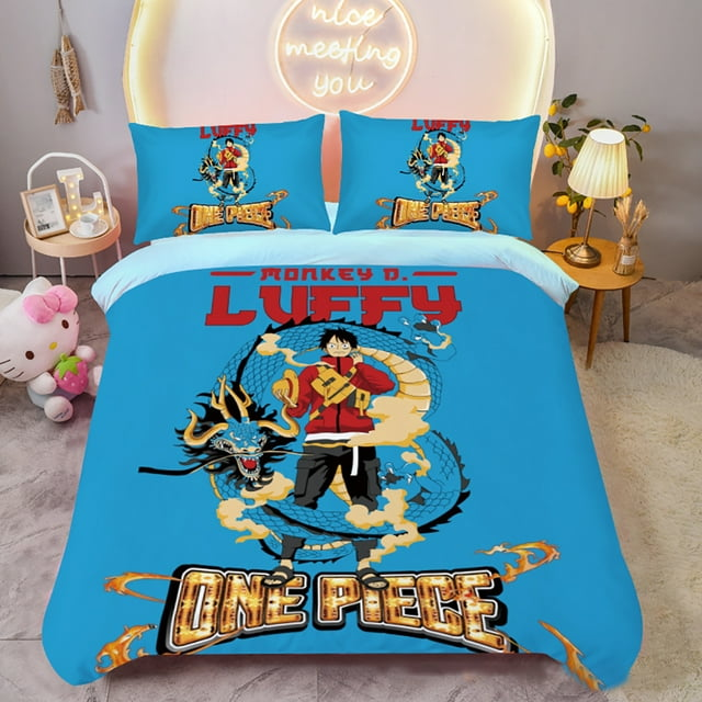 One Piece Bedding Set Monkey D Luffy One Piece Dragon Duvet Covers Blu ...