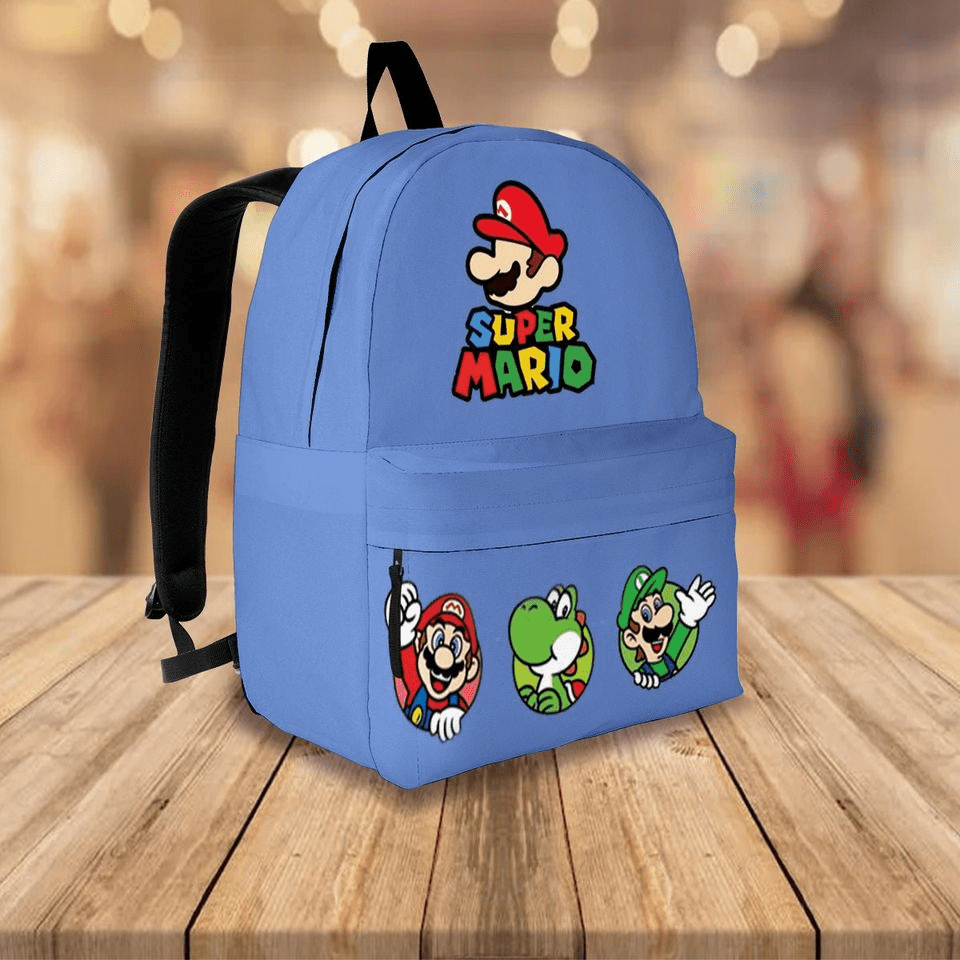 Mario Backpack Mario Luigi Yoshi Pattern Backpacks Blue – Gifury