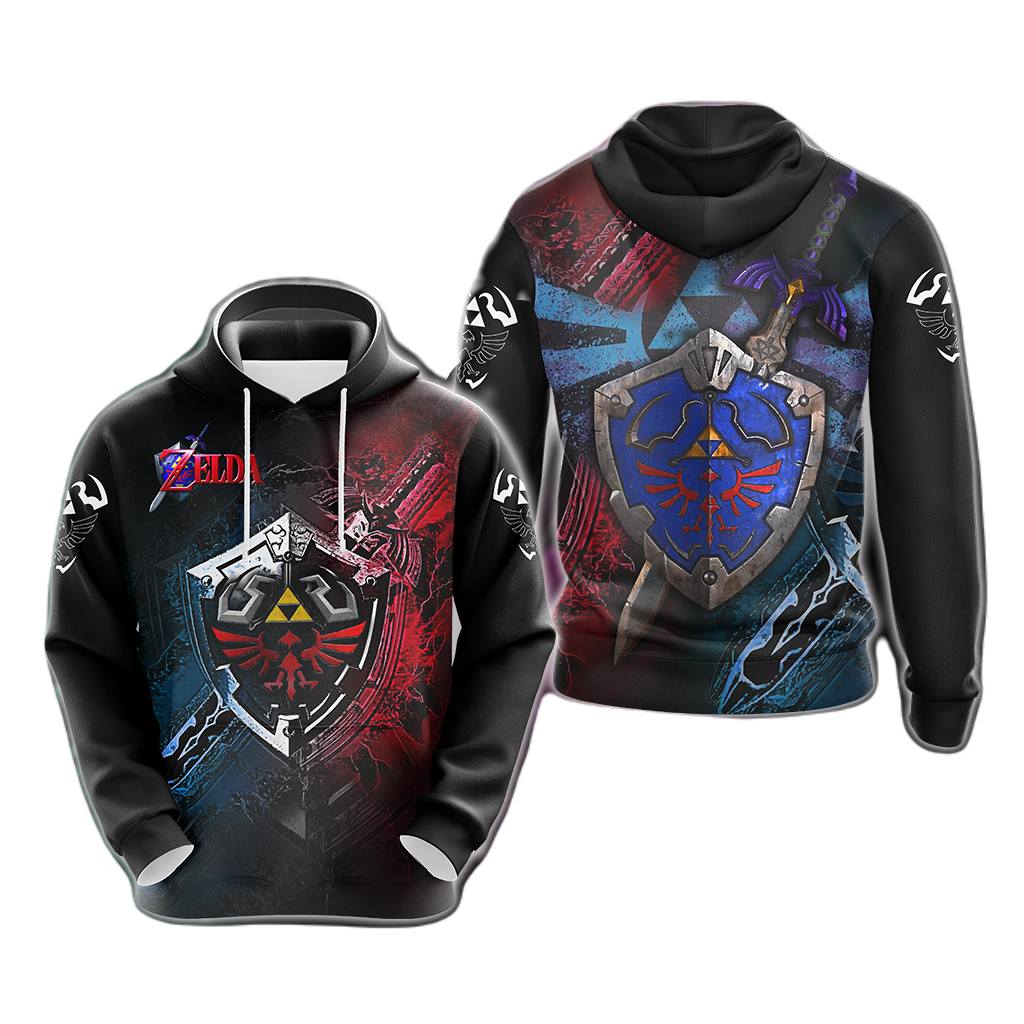 The Legend Of Zelda Hoodie The Master Sword And Shield Graphic T-shirt ...