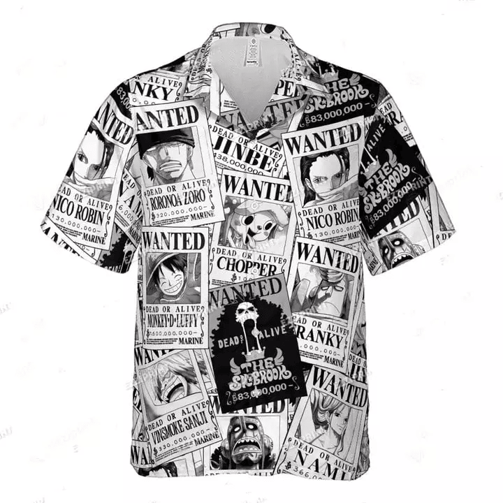 One Piece Hawaii Shirt One Piece Most Wanted Pattern Hawaiian Shirt Bl ...