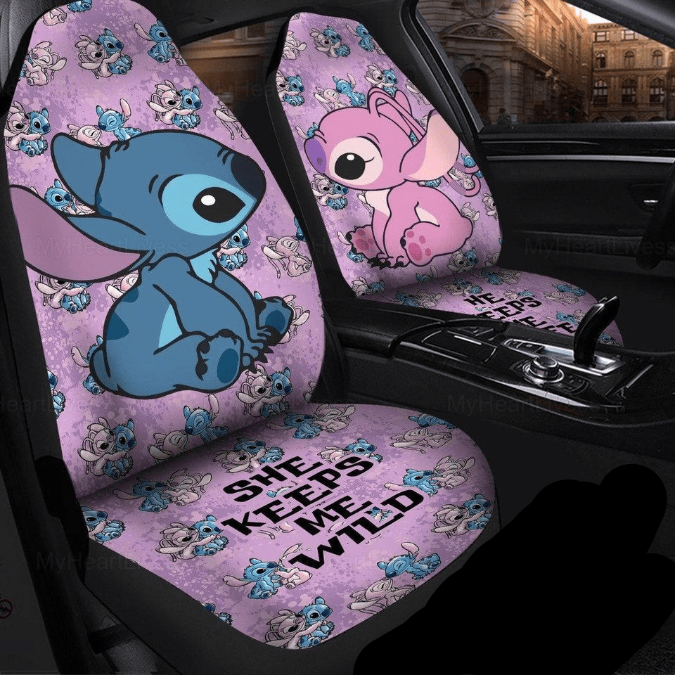 Stitch Car Seat Covers Stitch And Angel He Keeps Me Safe Seat Covers P ...