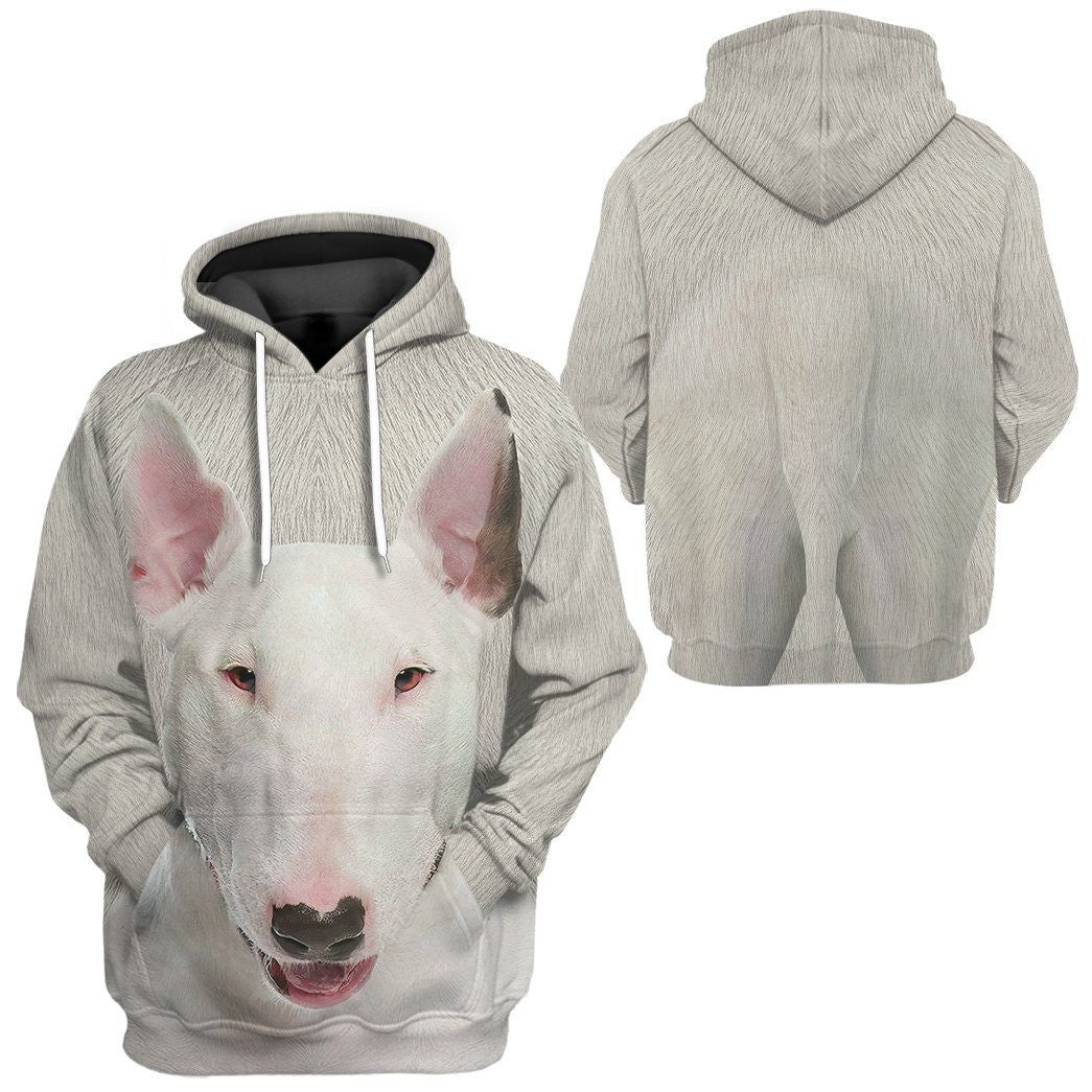 Dog Hoodie Bull Terrier Dog Front And Back T-shirt White Unisex – Gifury