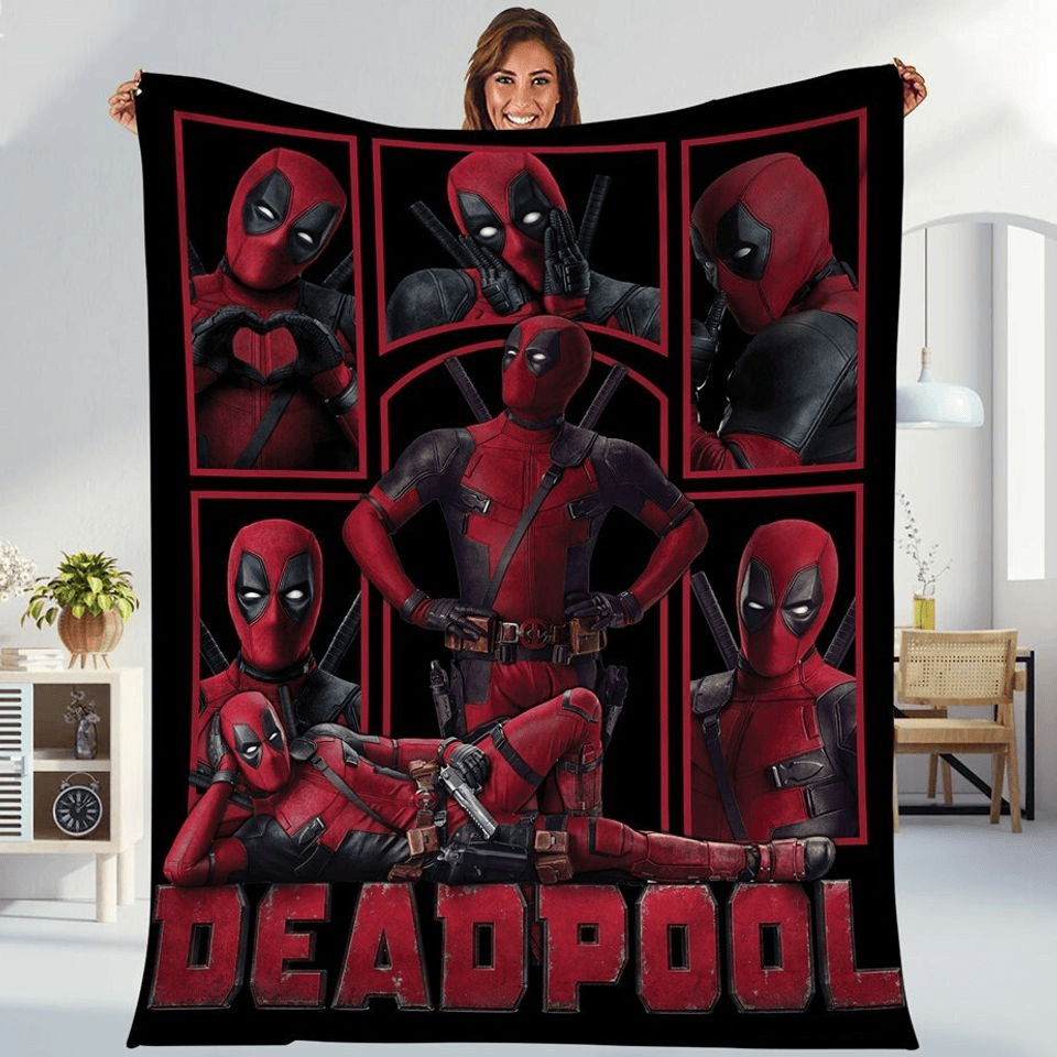 Deadpool Blanket Deadpool Cool Cute Funny Poses Blanket Red Black – Gifury