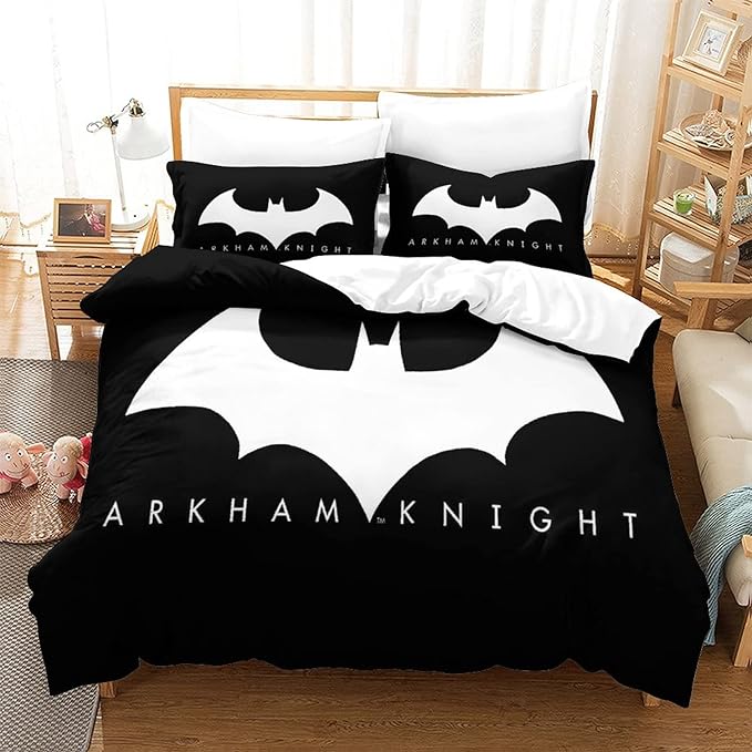 Batman Bedding Set DC Arkham Knight Batman Logo Duvet Covers Black Whi ...