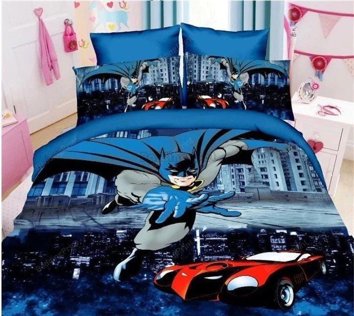 Batman Bedding Set DC Batman Running Batmobile Cartoon Duvet Covers Bl ...