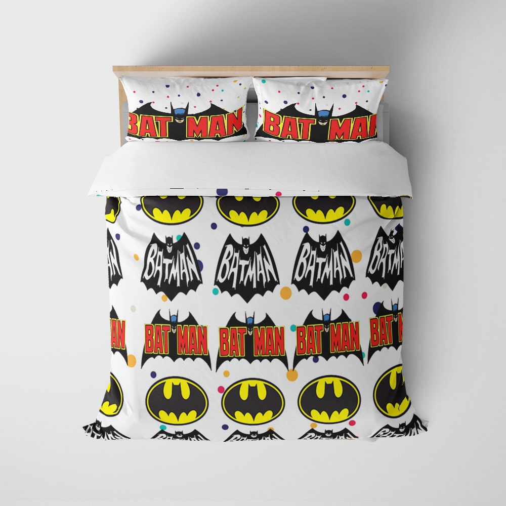 Batman Bedding Set DC Batman Logo Pattern Duvet Covers White Unique Gi ...