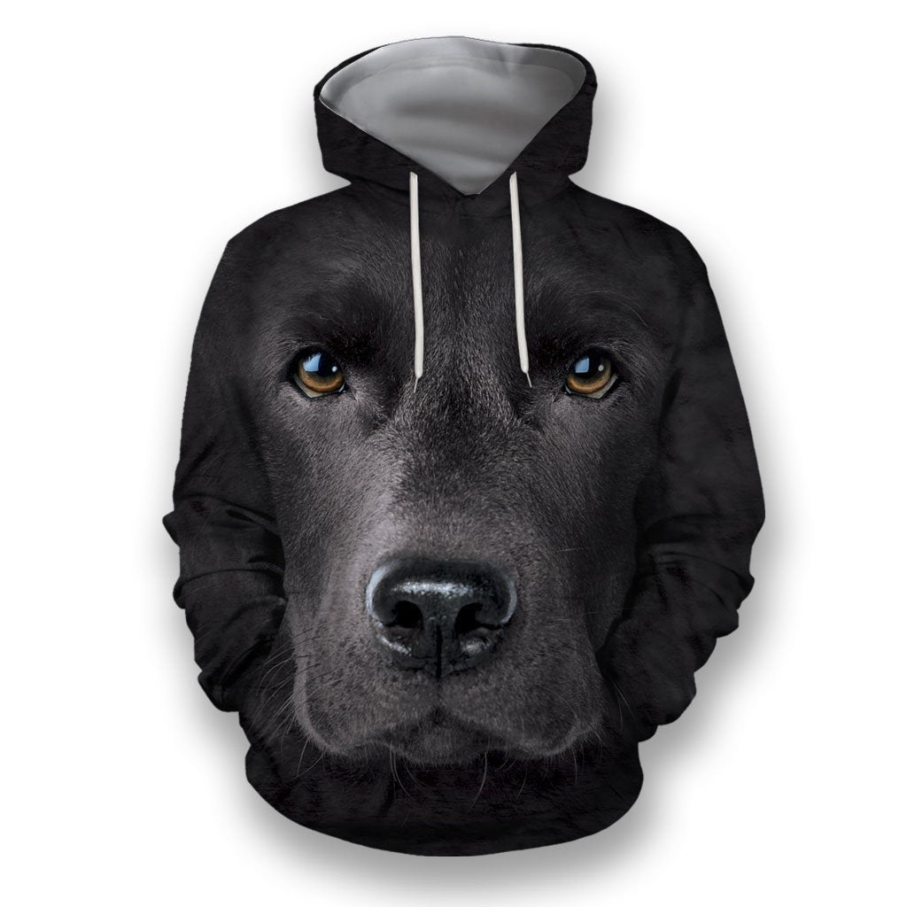 Dog Hoodie Black Labrador Face Graphic T-shirt Black Unisex – Gifury