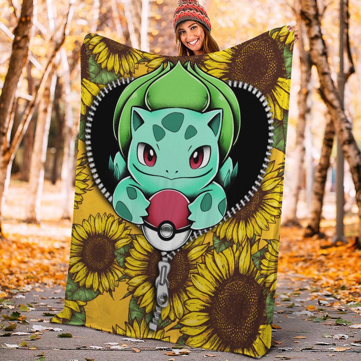 PKM Blanket PKM Bulbasaur Sunflower Zipper Blanket Colorful – Gifury