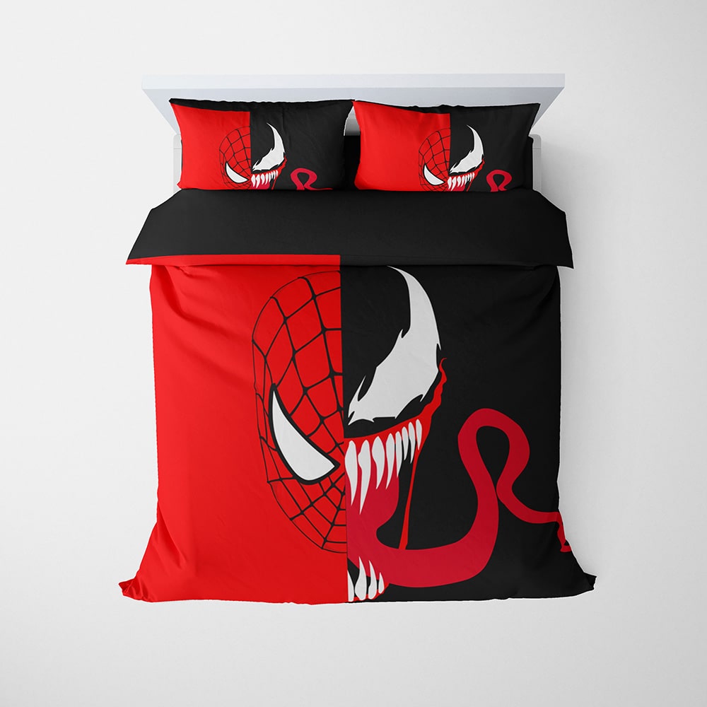 Spiderman Bedding Set MV Comic Venom Spiderman Duvet Covers Red Black ...