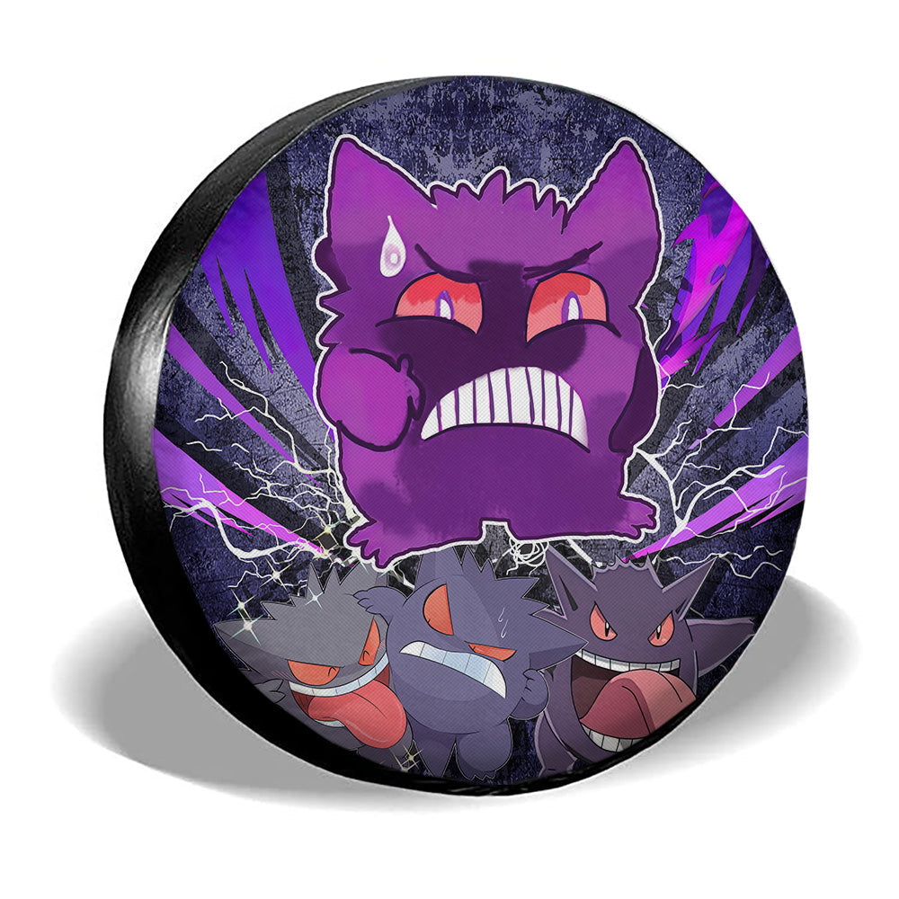 PKM Spare Tire Cover Confused Face Gengar Graphic Tire Covers Purple ...