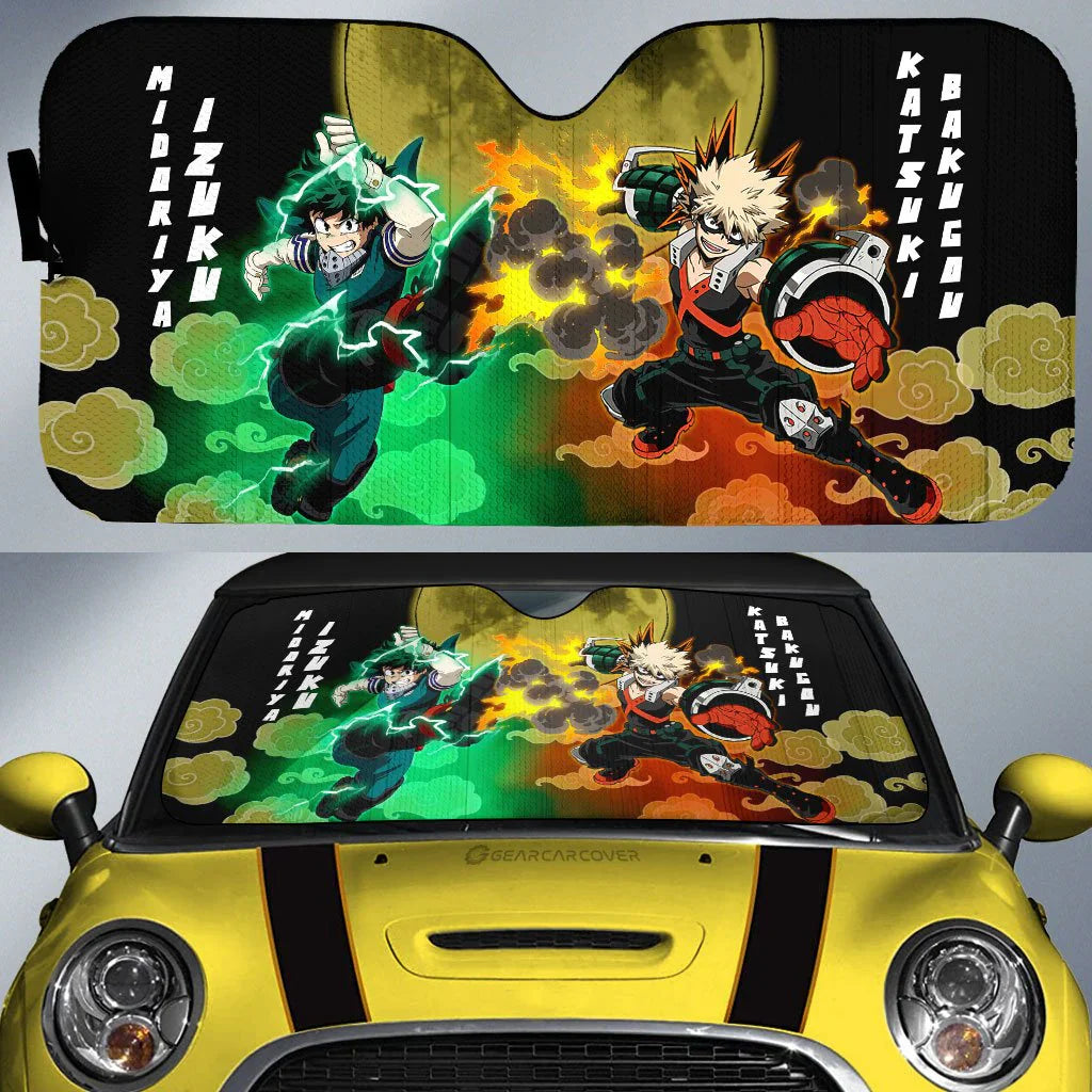My Hero Academia Car Sun Shade Deku And Bakugo Heroes Characters Winsh ...