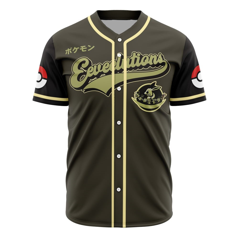 PKM Baseball Jersey PKM Eeveelutions Army Pokeball Pattern Jersey Shir ...