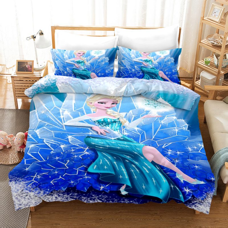 Frozen Bedding Set The Ice Queen Elsa On The Throne Duvet Covers Blue ...