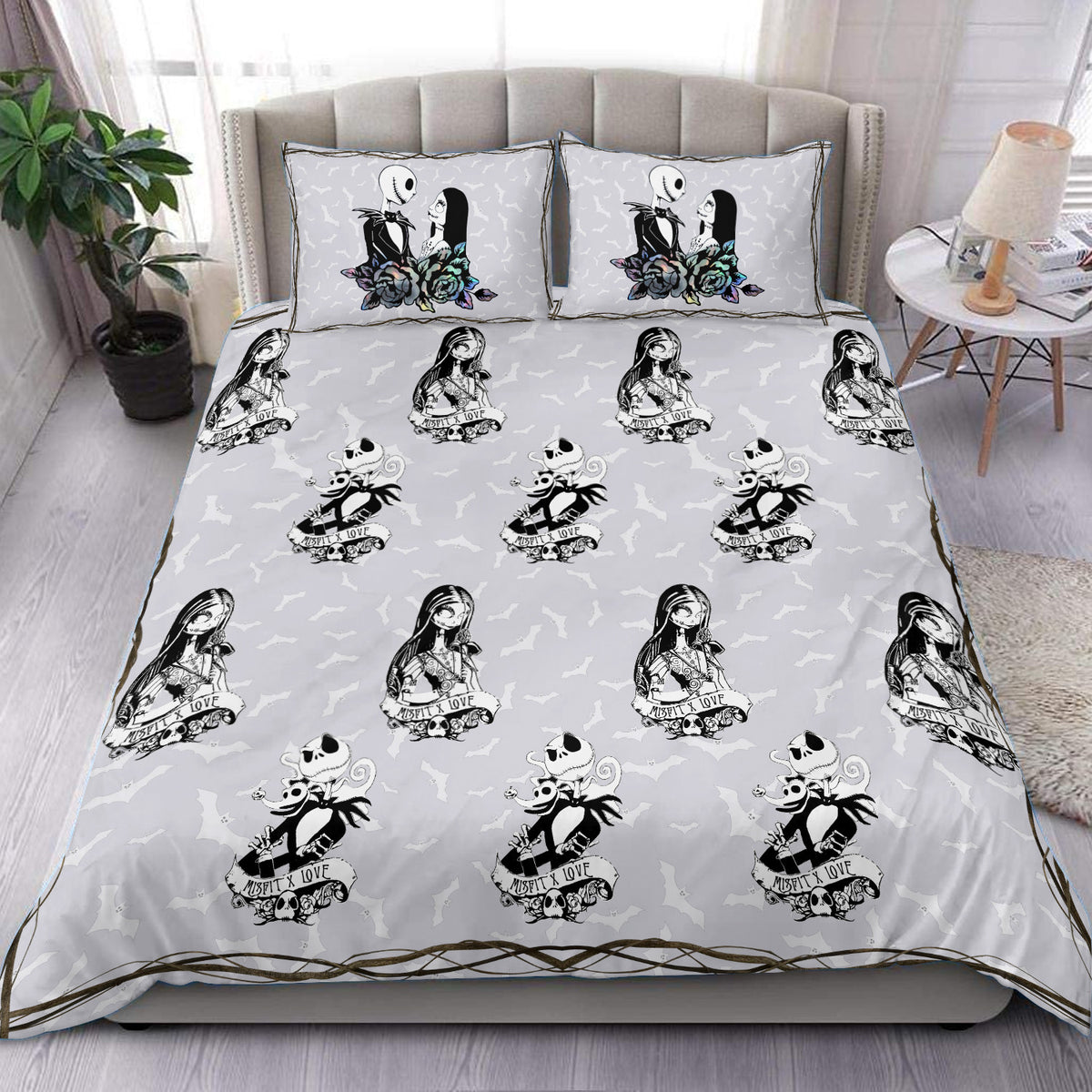 TNBC Bedding Set Jack And Sally Pattern Duvet Covers Black White Uniqu ...