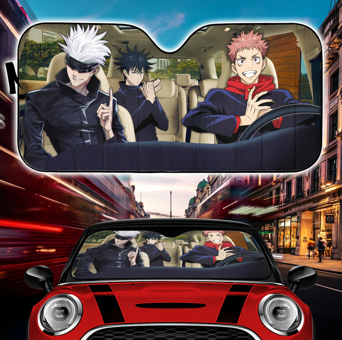 Jujutsu Kaisen Car Sun Shade Megumi And Yuji Gojo Driving Winshield Su ...
