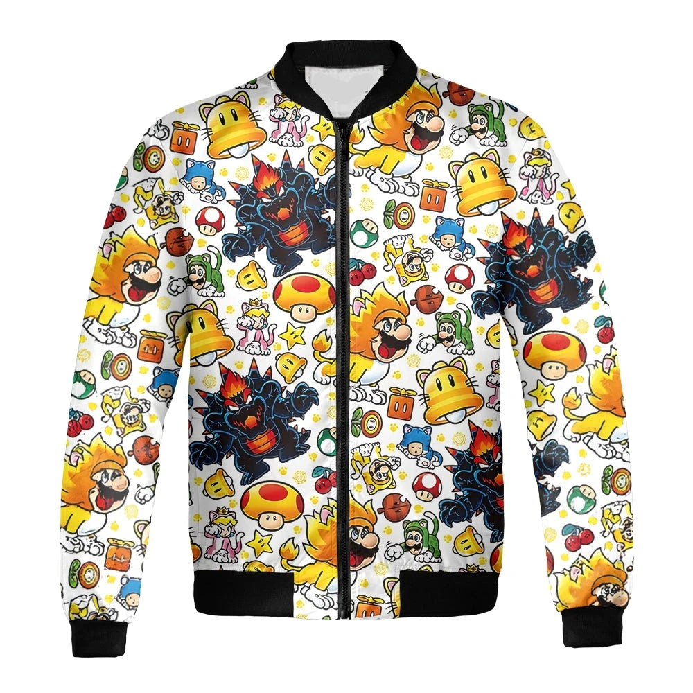 Mario Bomber Jacket Animal Form All Characters Bomber Colorful Unisex ...