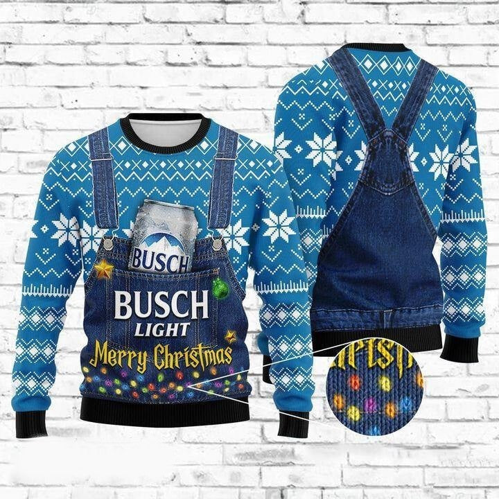Busch Light Sweatshirt Merry Christmas Busch Light Sweatshirt Blue Uni ...