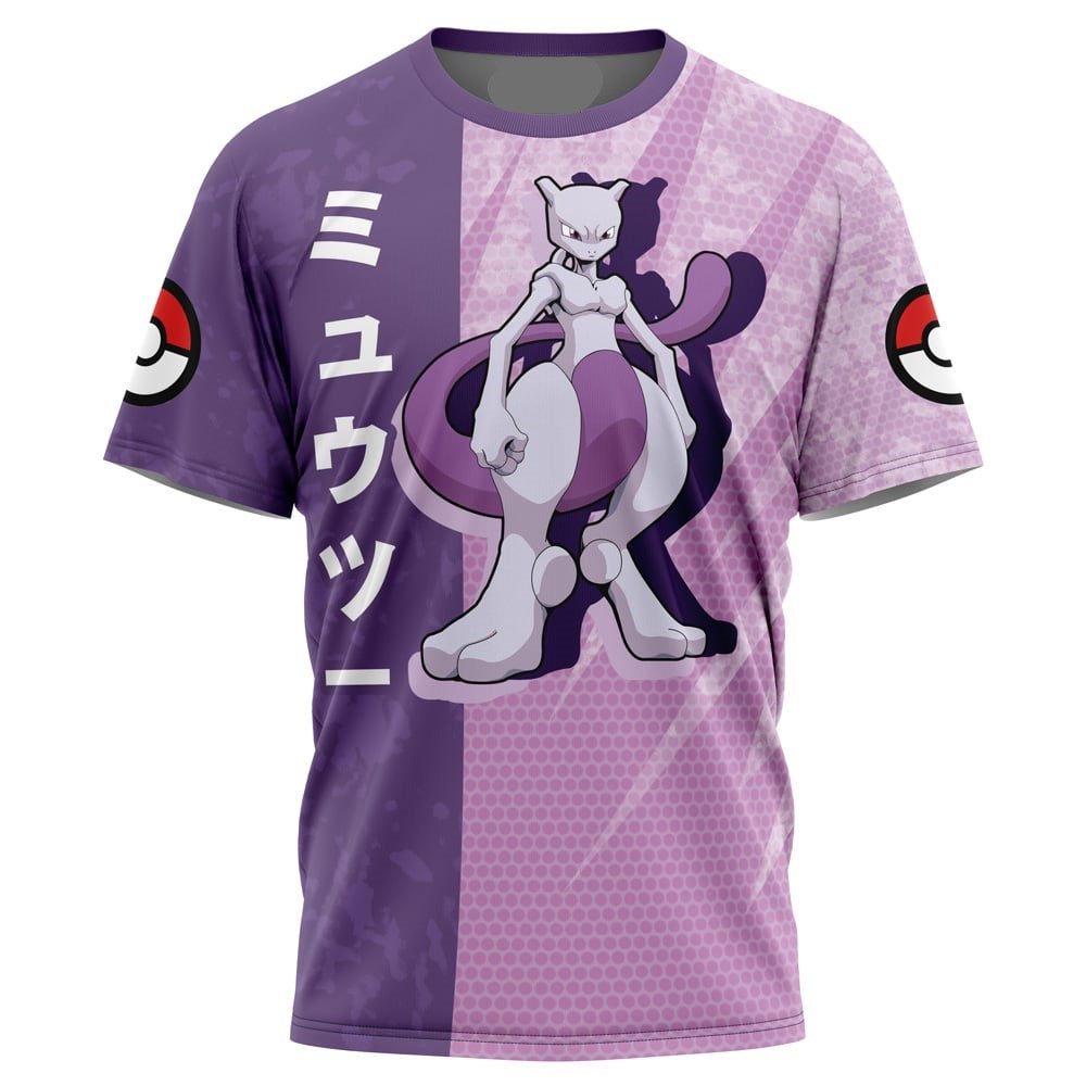 PKM T-shirt PKM Mewtwo Attack Pose T-shirt Purple Pink Unisex – Gifury