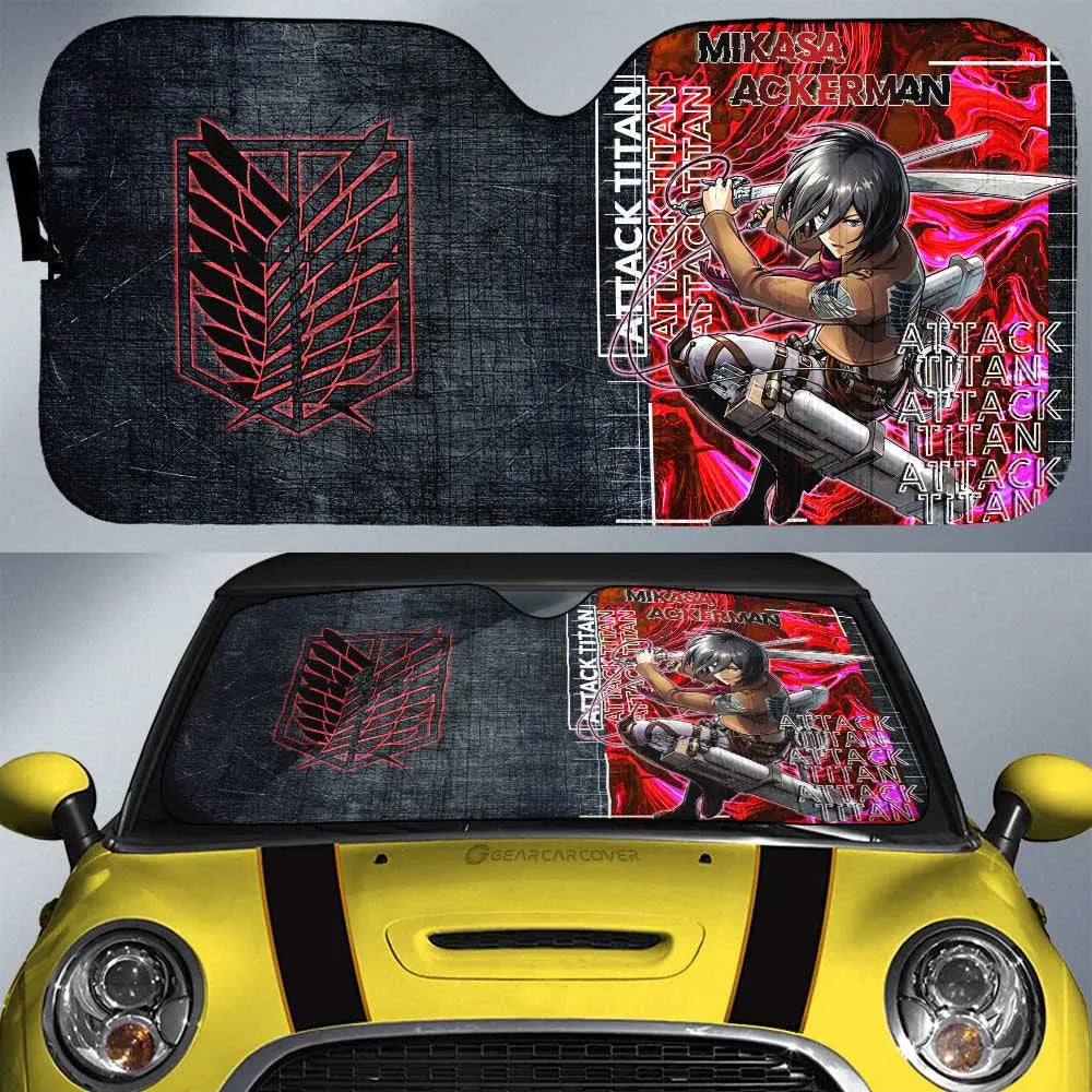 Attack On Titan Car Sun Shade Mikasa Ackerman Scouting Legion Symbol W ...