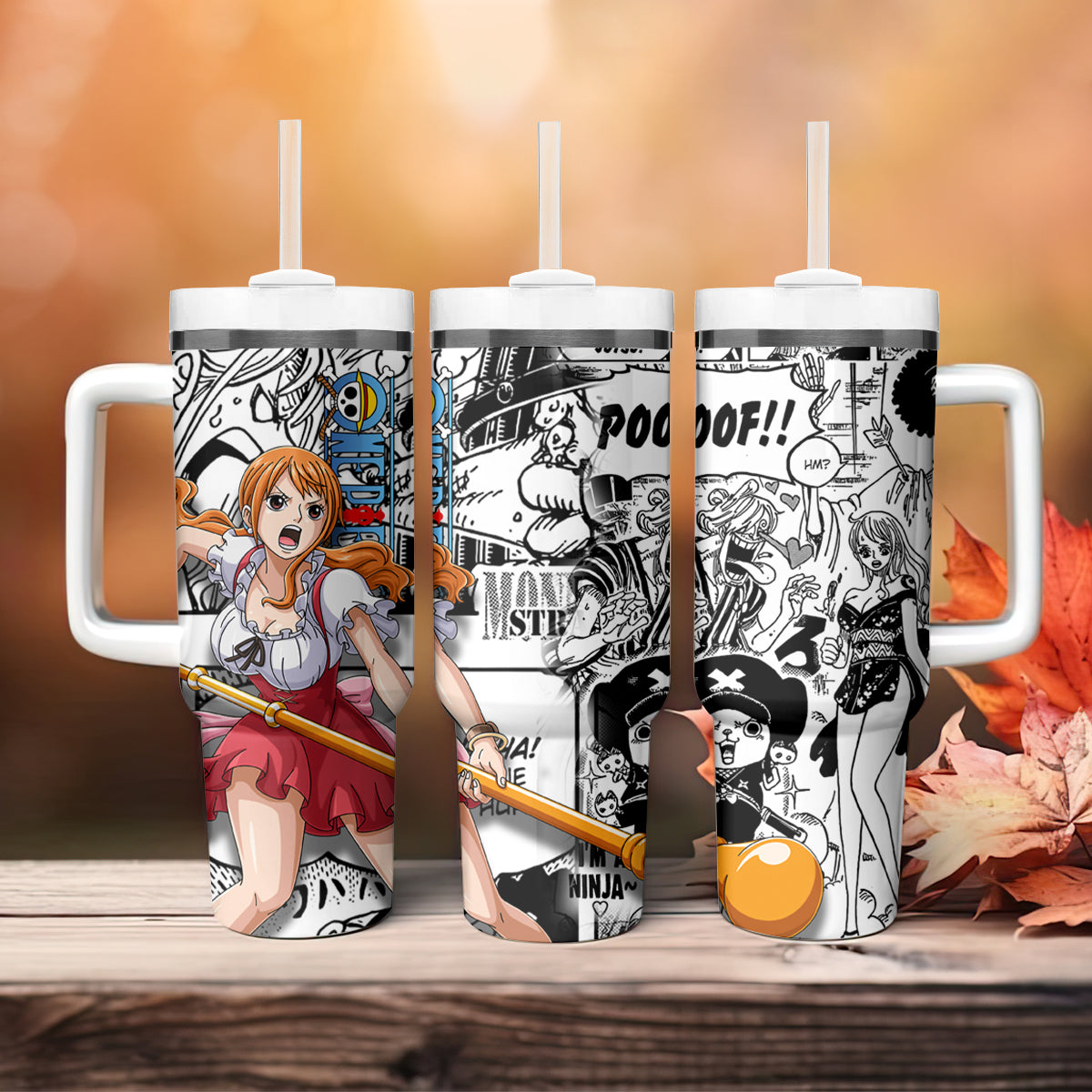 One Piece 40 Oz Tumbler Nami Fighting Pose Manga Pattern Tumbler 40 Oz ...