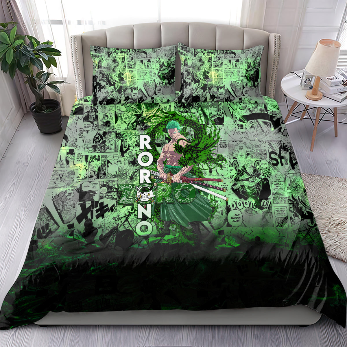 One Piece Bedding Set One Piece Roronoa Zoro Duvet Covers Green Unique ...