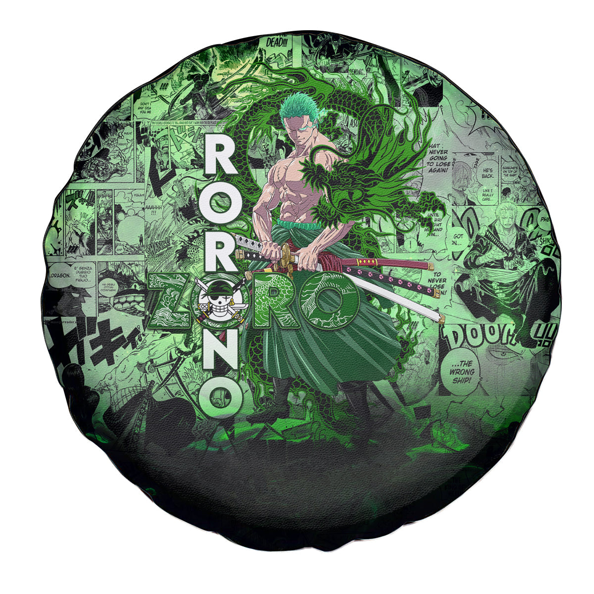 One Piece Spare Tire Cover One Piece Roronoa Zoro Manga Pattern Tire C ...