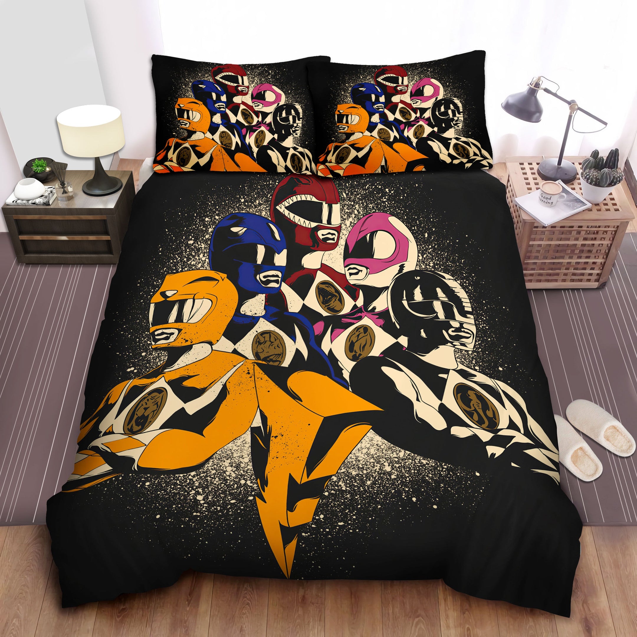 Power Ranger Bedding Set Power Rangers Retro Art Duvet Covers Black Un ...