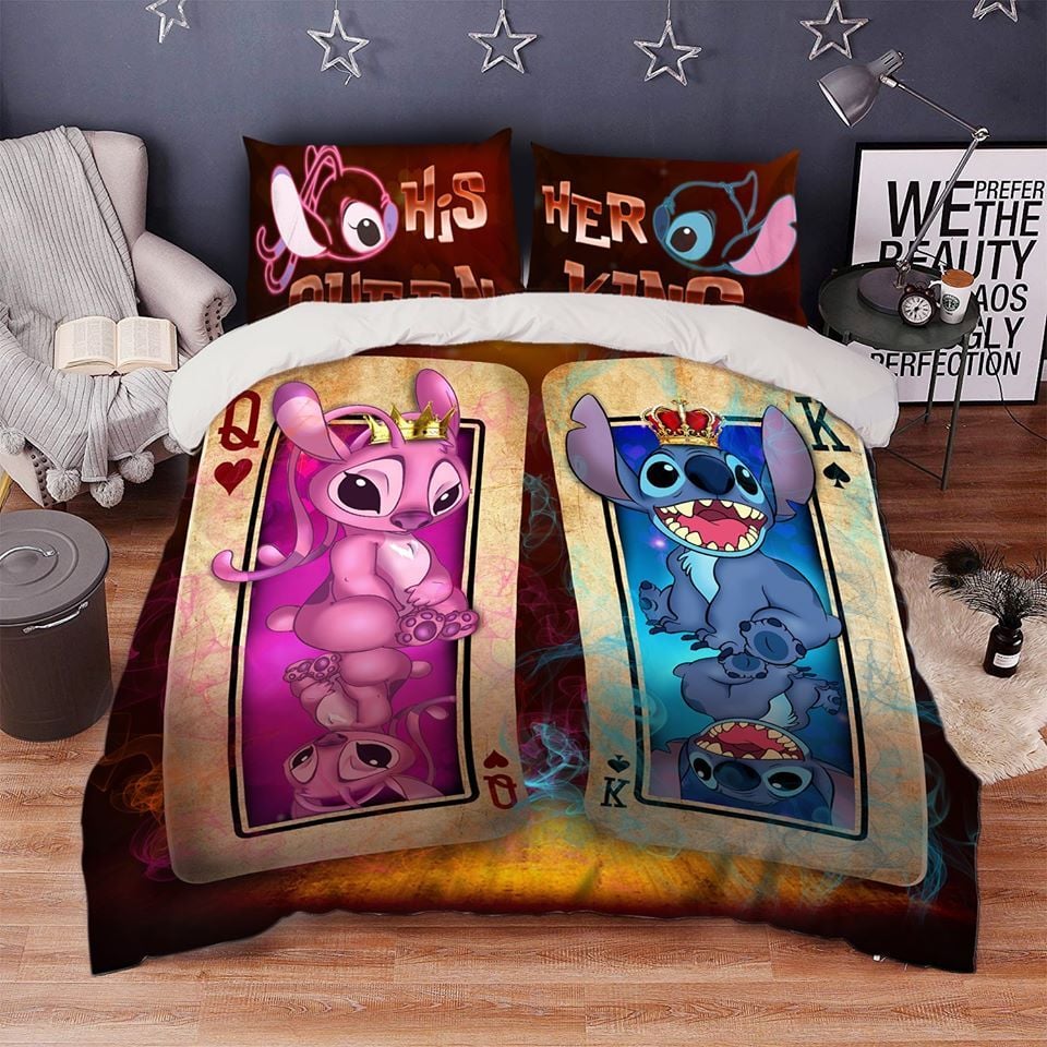 Lilo And Stitch Bedding Set Stitch And Angel His Queen Her King Duvet ...