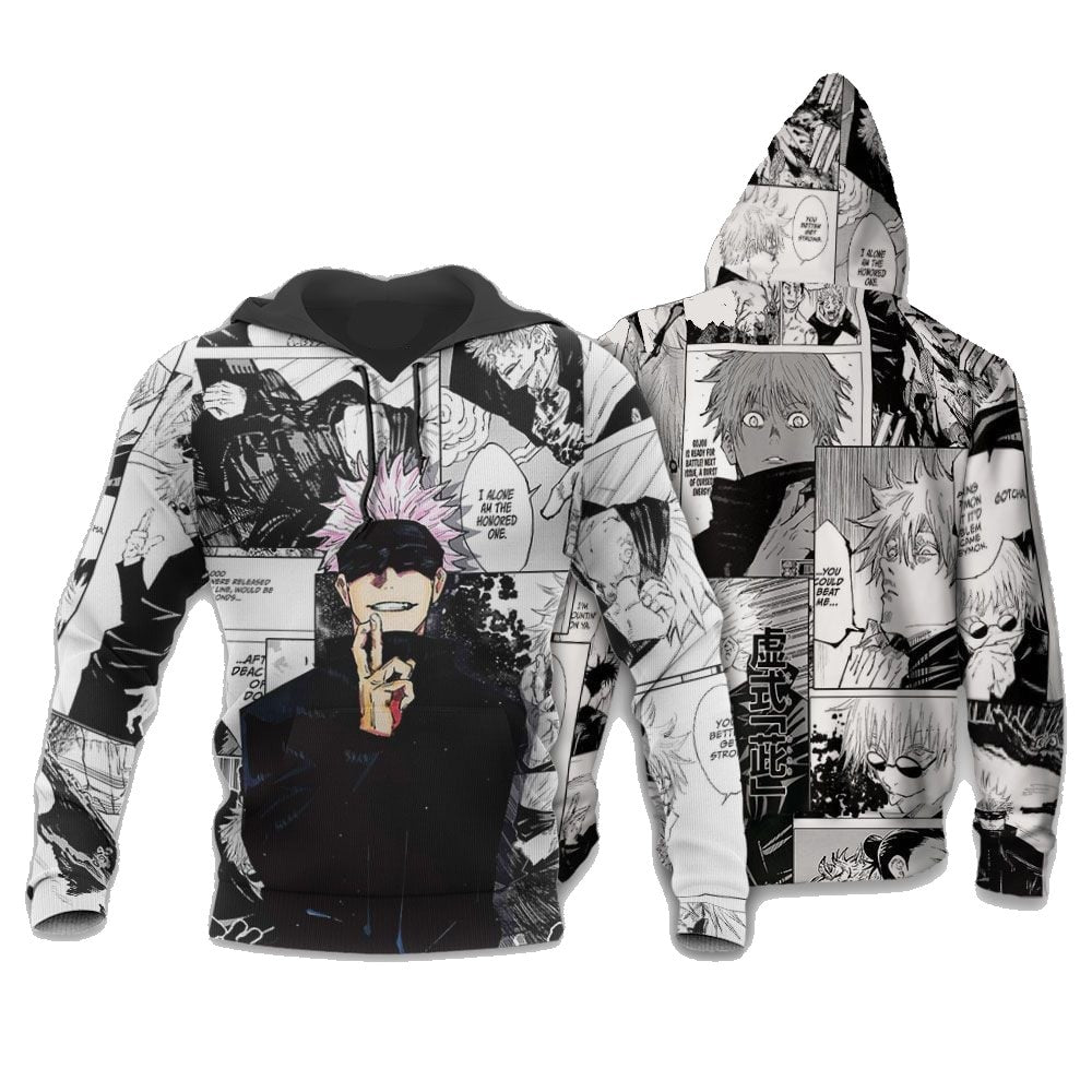 Jujutsu Kaisen Hoodie Satoru Gojo Manga Style Hoodie Black White Unise ...
