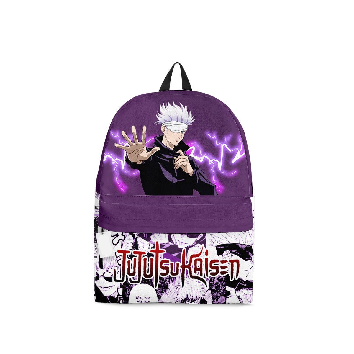 Jujutsu Kaisen Backpack Satoru Gojo Manga Pattern Backpacks Purple Whi ...