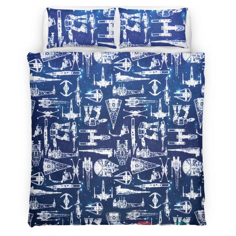 SW Bedding Set SW Space Ships Sketch Blueprints Duvet Covers Blue Uniq ...