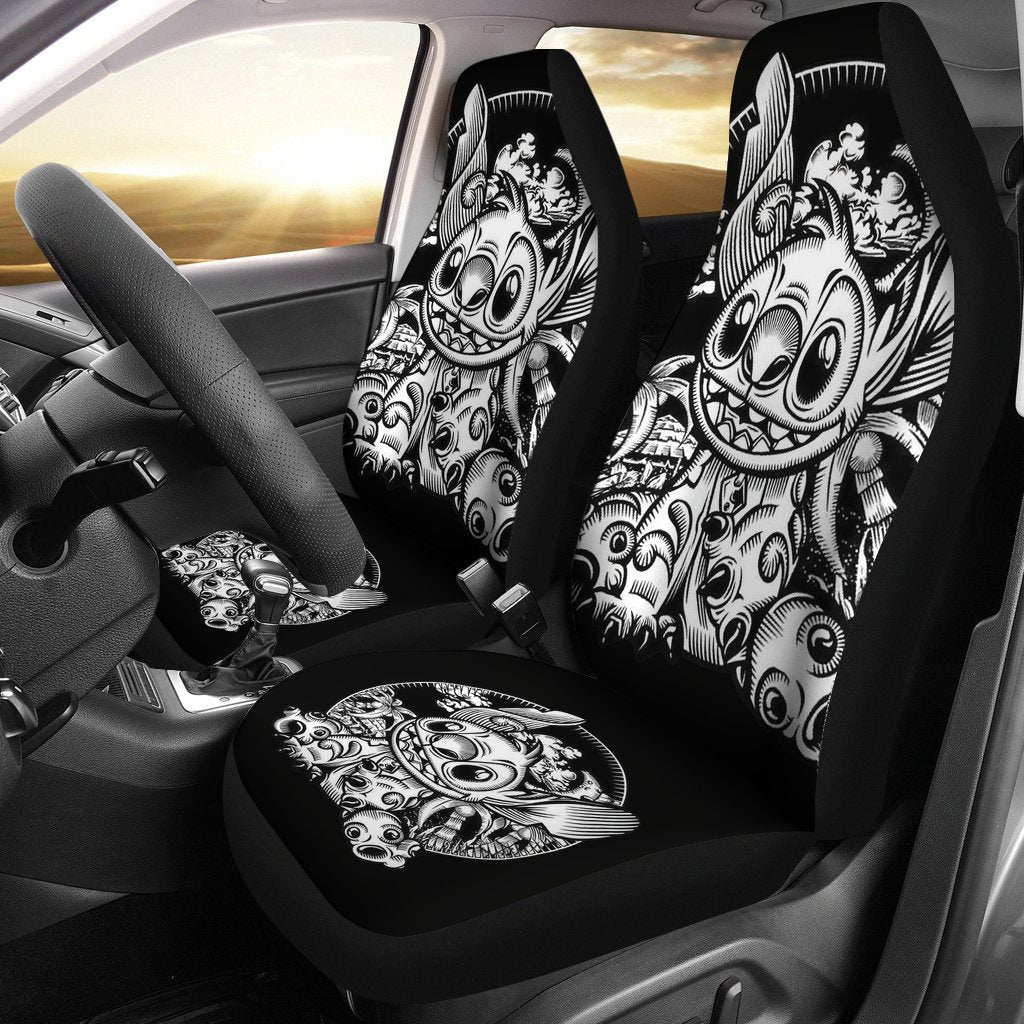 Stitch Car Seat Covers DN Stitch Art Style Black White Seat Covers – Gifury