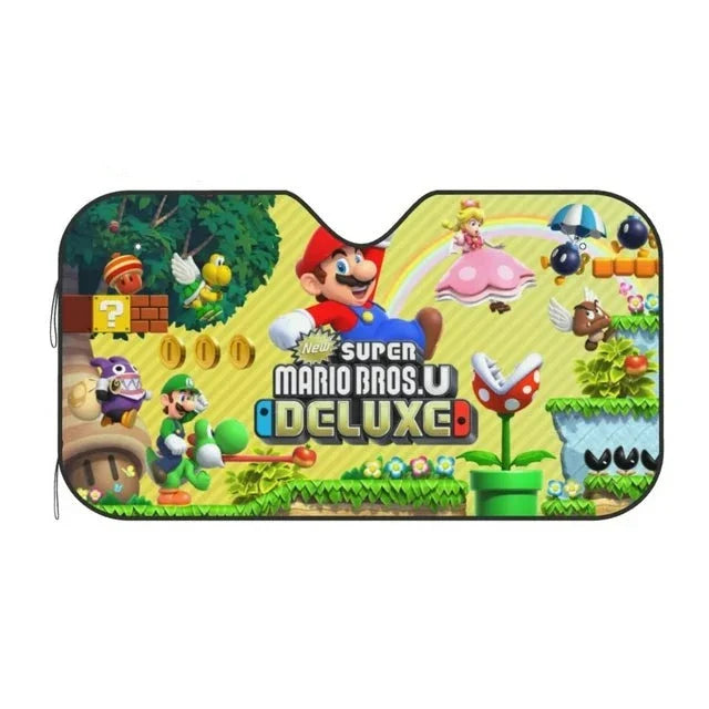 Mario Car Sun Shade Super Mario Bros Deluxe Game Graphic Winshield Sun ...
