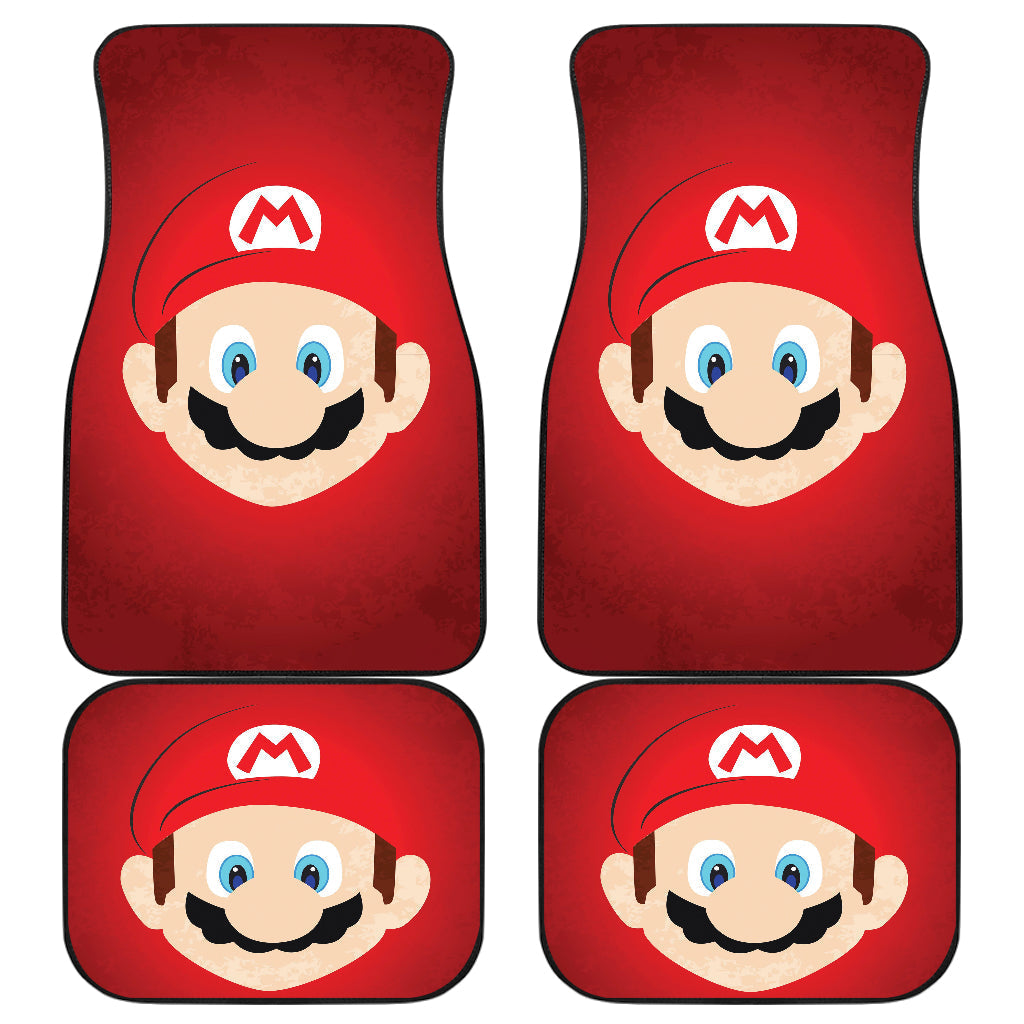 Mario Car Mats Super Mario Face Details Pattern Car Floor Mats Red – Gifury