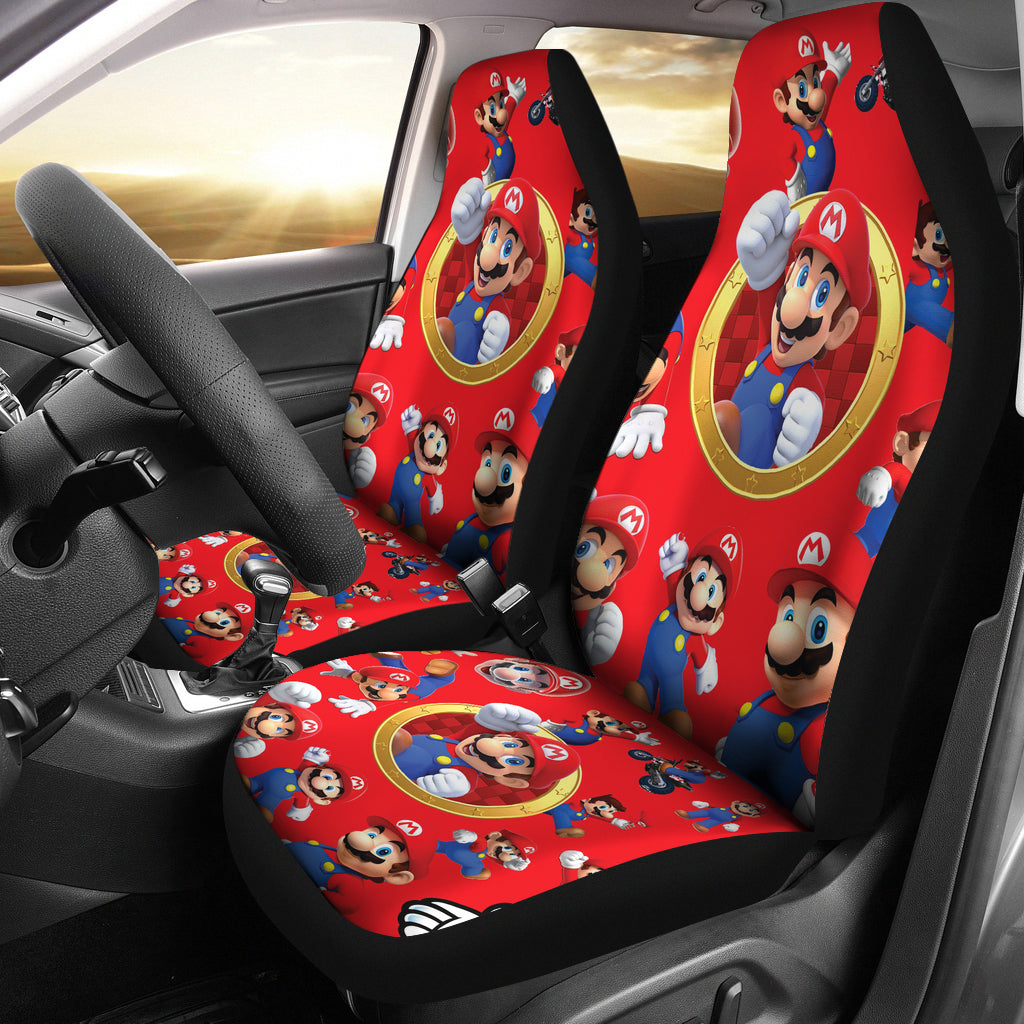 Mario Car Seat Covers Super Mario Character Poses Pattern Seat Covers ...