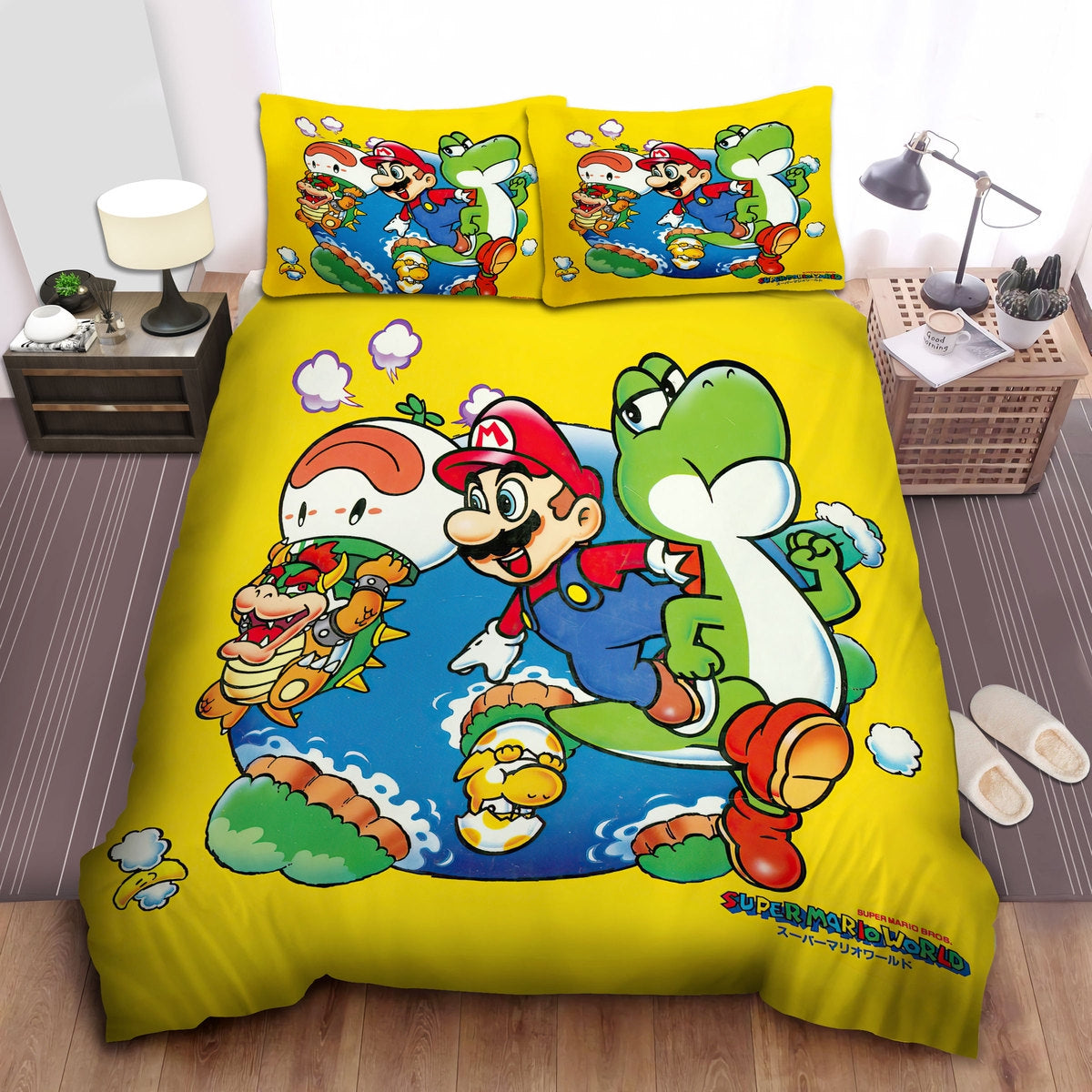 Mario Bedding Set Super Mario World Game Poster Duvet Covers Yellow Un ...