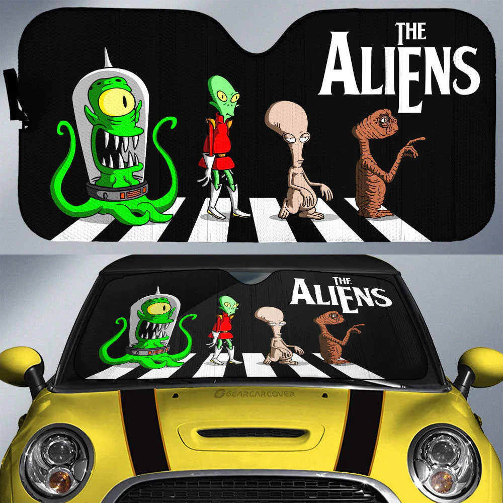 Alien Car Sun Shade The Aliens Crosswalk Graphic Winshield Sun Shade B ...