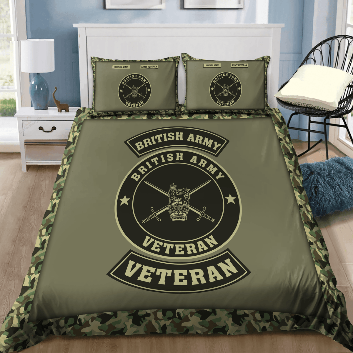 Veteran Bedding Set British Army Veteran Symbol Camo Pattern Duvet Cov ...