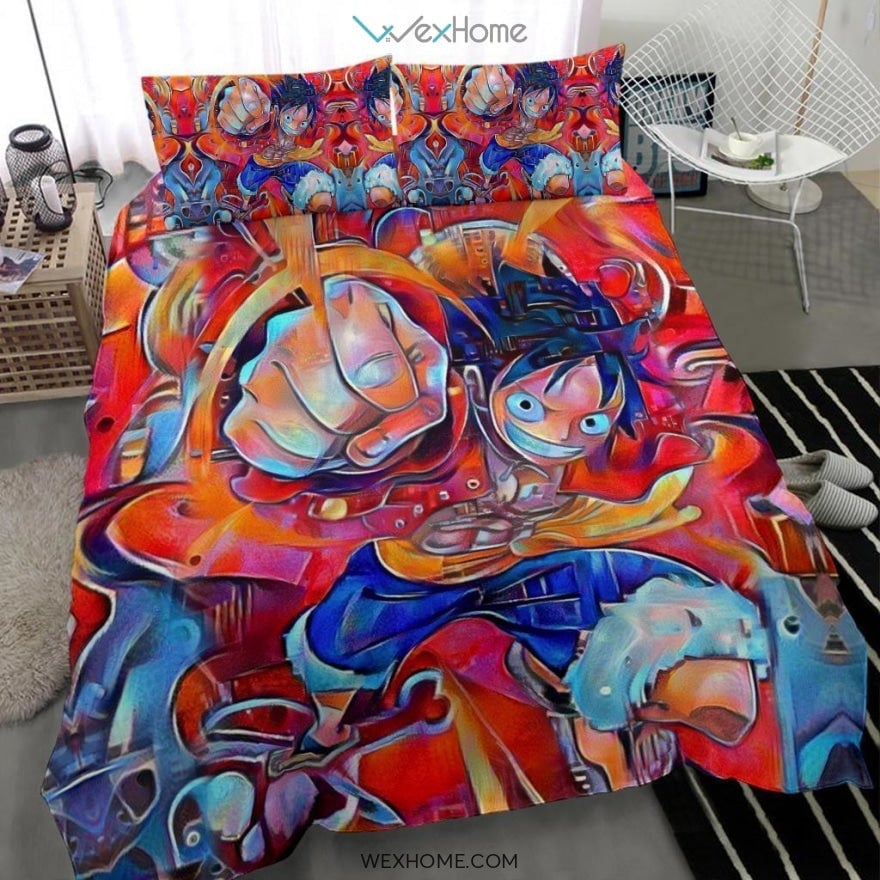 One Piece Bedding Set Monkey D Luffy Fighting Pose Art Duvet Covers Co ...