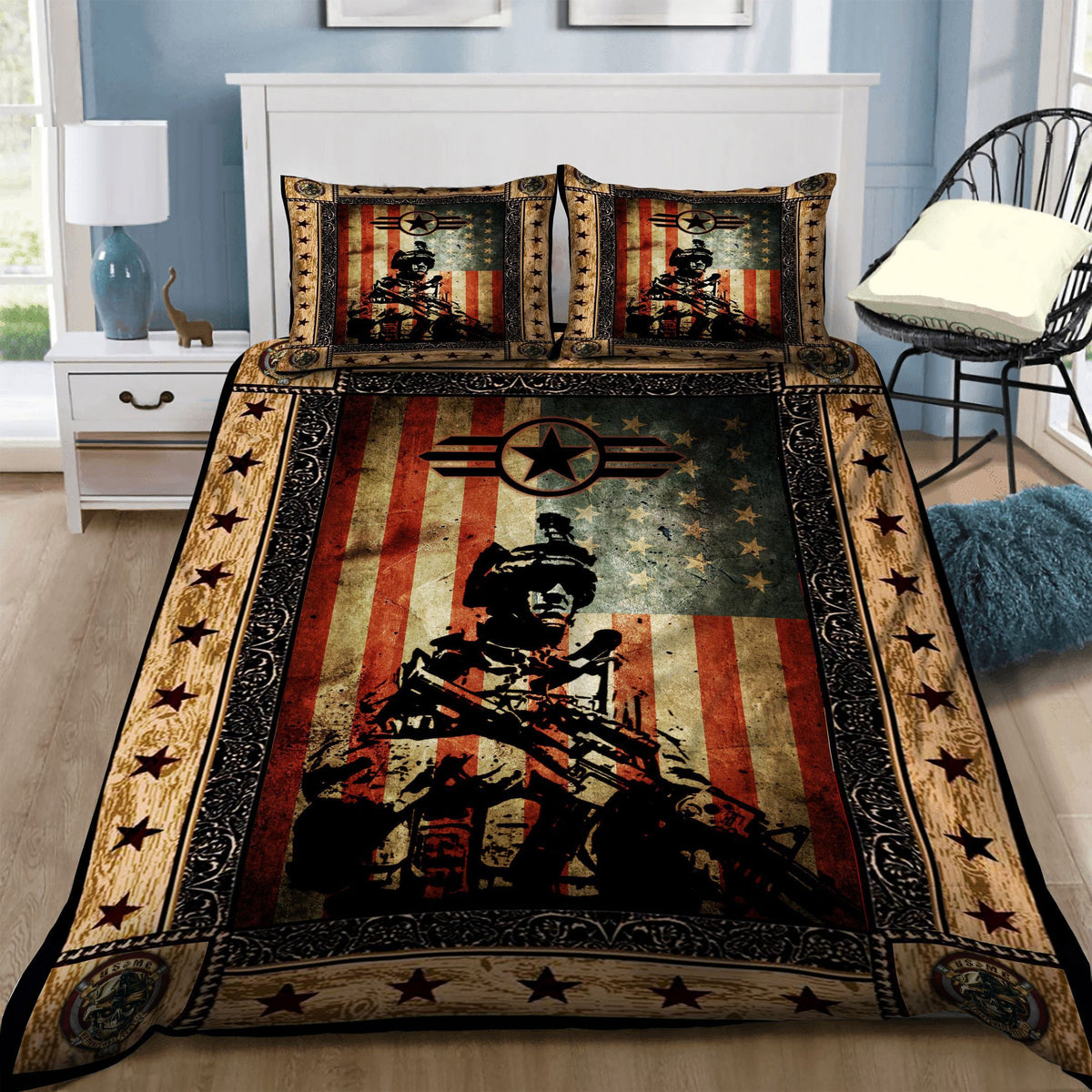 Veteran Bedding Set Us Army American Flag Soldier Vintage Duvet Covers ...