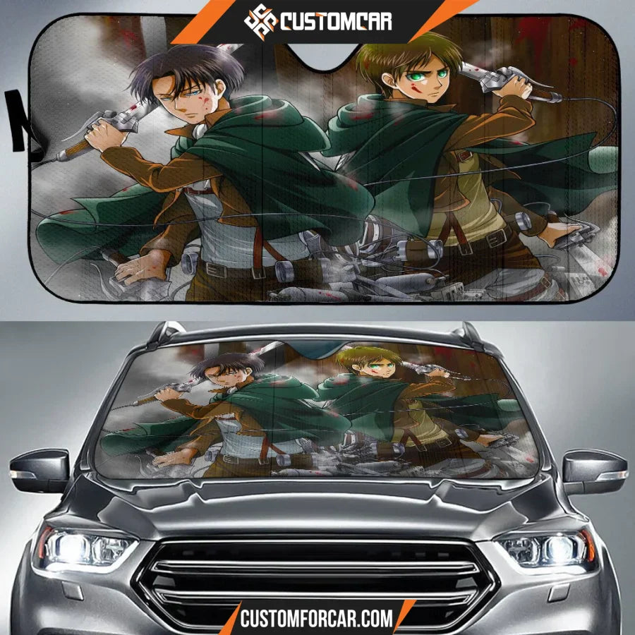 Attack On Titan Car Sun Shade Eren Yeager And Levi Ackerman Battle Win ...