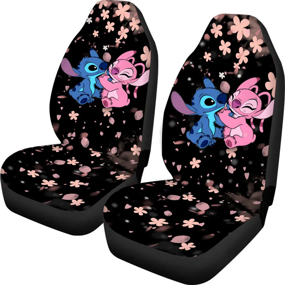 Stitch Car Seat Covers DN Stitch And Angel Cherry Blossom Pattern Seat ...