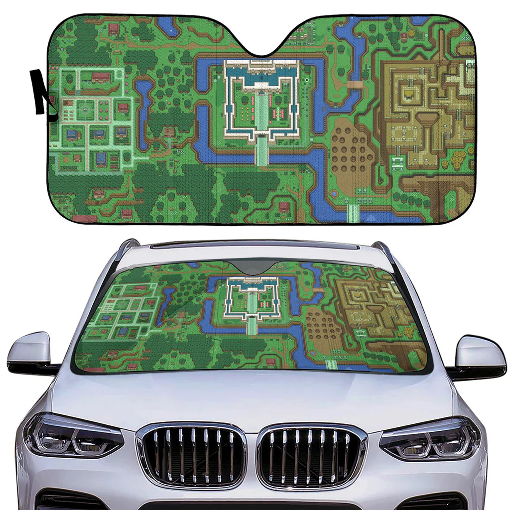 Legend Of Zelda Car Sun Shade Zelda World Map Pattern Winshield Sun Sh ...