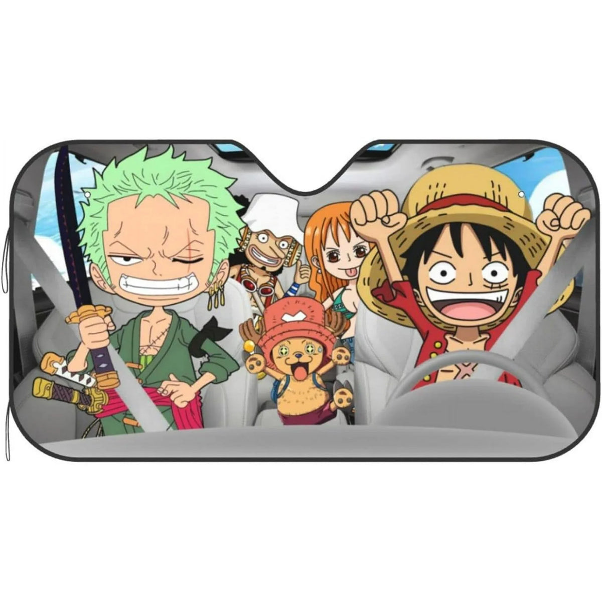 One Piece Car Sun Shade Chibi One Piece Characters On Car Winshield Su ...