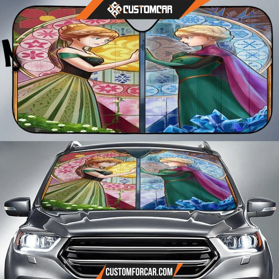 Frozen Car Sun Shade Princess Anna And Queen Elsa Winshield Sun Shade ...
