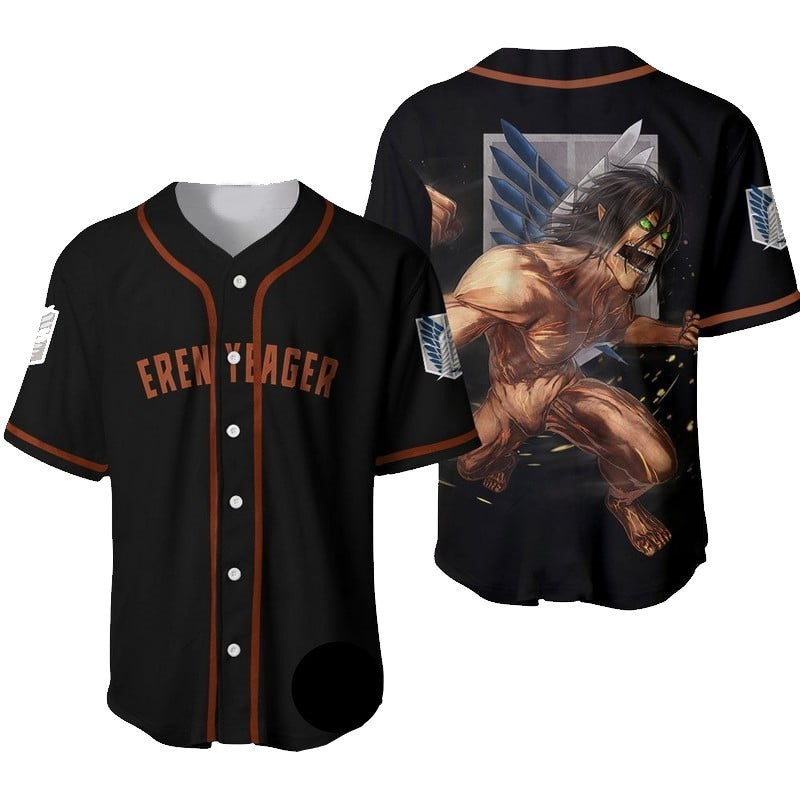 Attack On Titan Baseball Jersey Eren Yeager Titan Form Attack On Titan ...